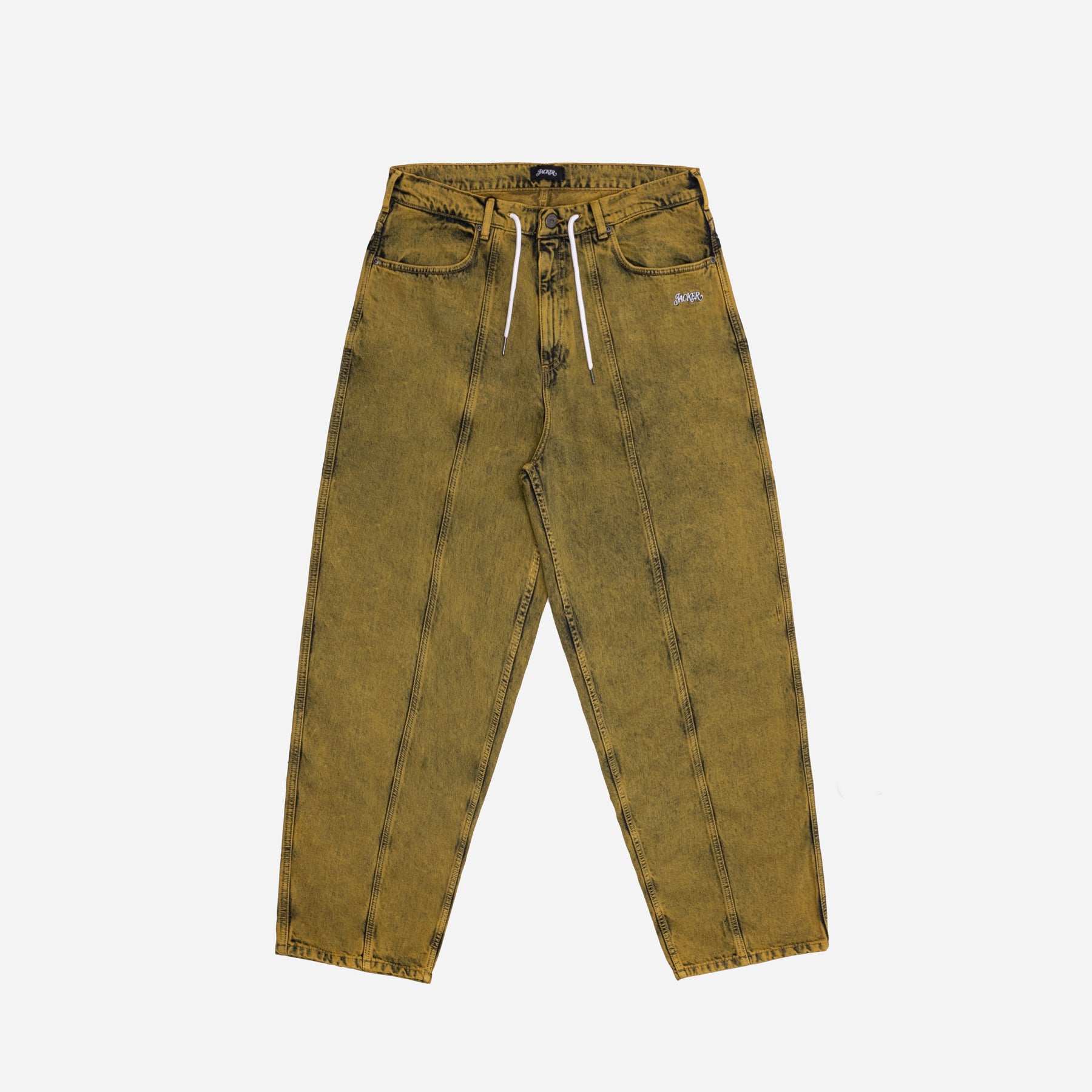 3 STRIPES DYED DENIM BAGGY PANT - YELLOW – JACKER